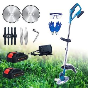 stringless weed trimmer,electric weed lawn edger eater cordless grass string trimmer cutter tool & 2 24v battery, lawn mower stringless trimmer edger lawn tool，lightweight portable for yards