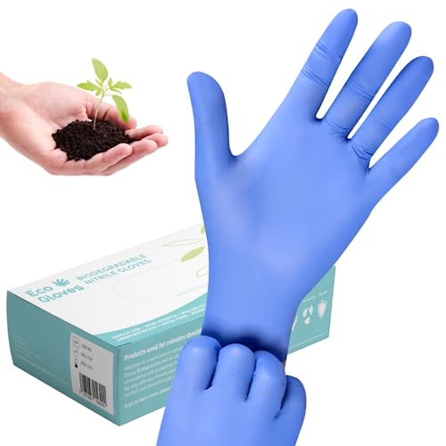 Eco Gloves Cleaning Gloves 100 Pieces Powder Free Rubber Gloves for Multiple Uses Like Cooking Kitchen Food Service Cleaning Supplies - Blue - Small