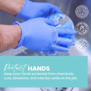 Eco Gloves Cleaning Gloves 100 Pieces Powder Free Rubber Gloves for Multiple Uses Like Cooking Kitchen Food Service Cleaning Supplies - Blue - Small