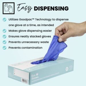 Eco Gloves Cleaning Gloves 100 Pieces Powder Free Rubber Gloves for Multiple Uses Like Cooking Kitchen Food Service Cleaning Supplies - Blue - Small