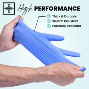 Eco Gloves Cleaning Gloves 100 Pieces Powder Free Rubber Gloves for Multiple Uses Like Cooking Kitchen Food Service Cleaning Supplies - Blue - Small