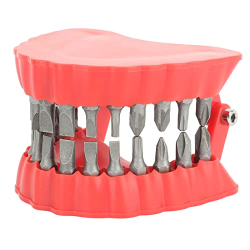 Denture Drill Bit Holder Denture Screwdriver Organizer 3D Sculpture Desk Decor 28 Holes Red (With Bits)