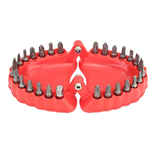 Denture Drill Bit Holder Denture Screwdriver Organizer 3D Sculpture Desk Decor 28 Holes Red (With Bits)