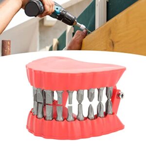 Denture Drill Bit Holder Denture Screwdriver Organizer 3D Sculpture Desk Decor 28 Holes Red (With Bits)