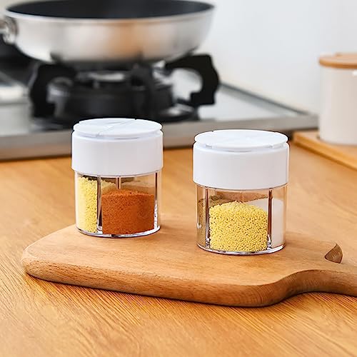 GSHLLO 4 in 1 Clear Salt Pepper Shaker Empty Plastic Spice Jars Refillable Seasoning Storage Container Kitchen Cooking Shaker Container with Lid for Home Restaurant