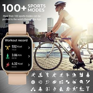 Smart Watch for Men Women, 2023 Upgraded Smartwatch with Blood Pressure Heart Rate Monitor 1.9" Touch Screen Bluetooth Watch(Make/Answer Call), IP67 Waterproof Smart for Android iOS Phones Gold