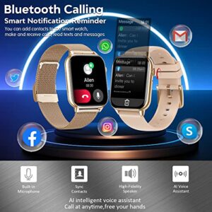 Smart Watch for Men Women, 2023 Upgraded Smartwatch with Blood Pressure Heart Rate Monitor 1.9" Touch Screen Bluetooth Watch(Make/Answer Call), IP67 Waterproof Smart for Android iOS Phones Gold