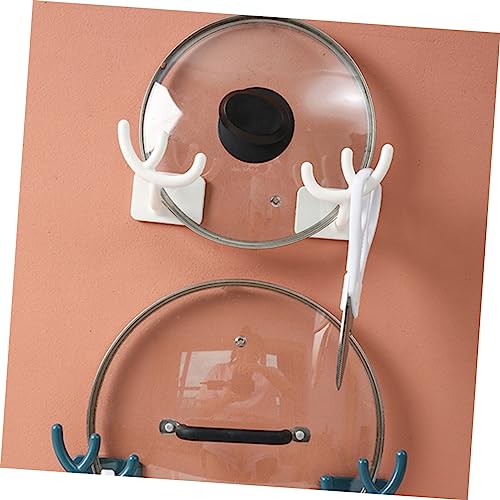 Didiseaon 4 Pcs Lid Rack Cutting Board Holder Stand Wall Shelf Brackets Wall Hanging Hooks Self Adhesive Hooks Cabinet Door Lid Pan Lid Organizer Pot Cover Lids Wall-mounted Pot Cover Racks