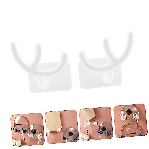 Didiseaon 4 Pcs Lid Rack Cutting Board Holder Stand Wall Shelf Brackets Wall Hanging Hooks Self Adhesive Hooks Cabinet Door Lid Pan Lid Organizer Pot Cover Lids Wall-mounted Pot Cover Racks