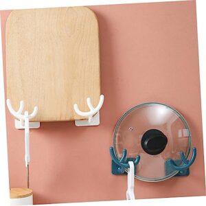 Didiseaon 4 Pcs Lid Rack Cutting Board Holder Stand Wall Shelf Brackets Wall Hanging Hooks Self Adhesive Hooks Cabinet Door Lid Pan Lid Organizer Pot Cover Lids Wall-mounted Pot Cover Racks