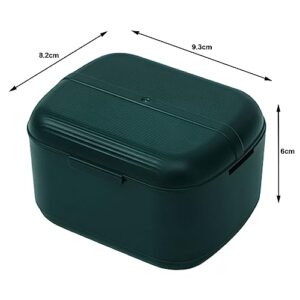 Double Layer Retainer Storage Case, Extra Large Retainer Case No Holes Denture Case Leaf Proof Mouth Guard Case with Strainer Basket Cleaning Denture Container Green