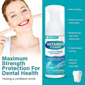 Farrinne Retainer/Aligner Cleaner Foam - Removes Stains, Plaque & Bad Odor - Suitable for Invisalign, Braces, Mouth Guards, Night Guards & Removable Dental Appliances - 60ml