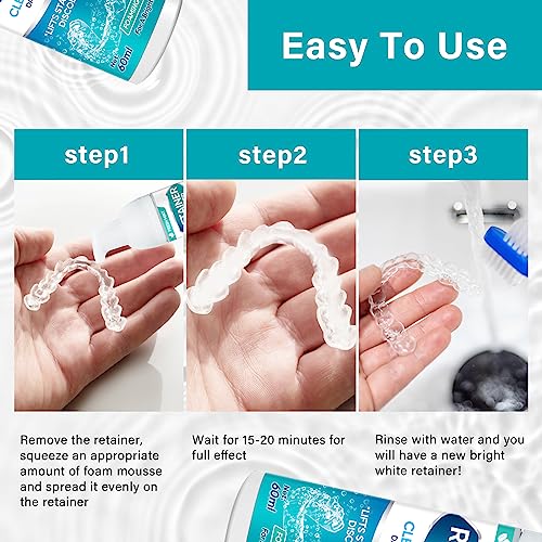 Farrinne Retainer/Aligner Cleaner Foam - Removes Stains, Plaque & Bad Odor - Suitable for Invisalign, Braces, Mouth Guards, Night Guards & Removable Dental Appliances - 60ml