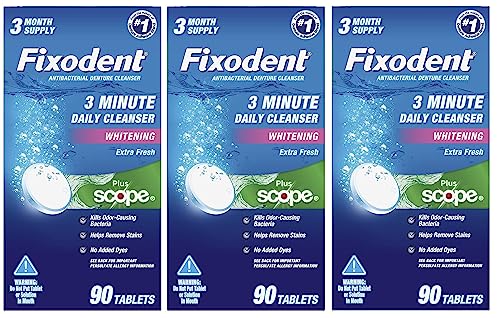 Fixodent 3 Minute Daily Cleanser Tablets Plus Scope, 90 count (Pack of 3)