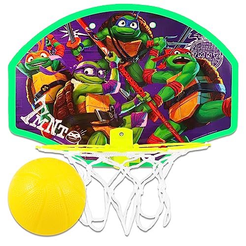 Teenage Mutant Ninja Turtles Basketball Hoop Bundle - TMNT Indoor Basketball Hoop TMNT Toys Plus Stickers, More | TMNT Toys and Games for Kids