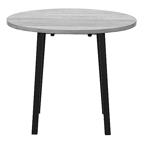 Monarch Specialties 1007 Table, 3pcs, Small, 35" Drop Leaf, Kitchen, Black Metal, Grey Laminate 3 Piece Dining Set, 35" L x 35" W x 30" H