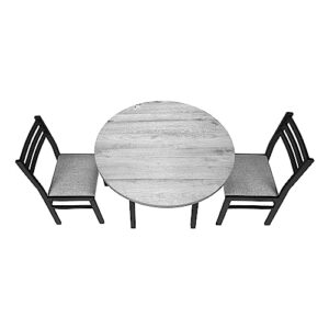 Monarch Specialties 1007 Table, 3pcs, Small, 35" Drop Leaf, Kitchen, Black Metal, Grey Laminate 3 Piece Dining Set, 35" L x 35" W x 30" H