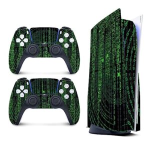 nowskins matrix digital rain ps5 skin for playstation 5, premium 3m vinyl cover skins wraps set for playstation 5 disc edition and ps5 controller (ps5 disc edition)