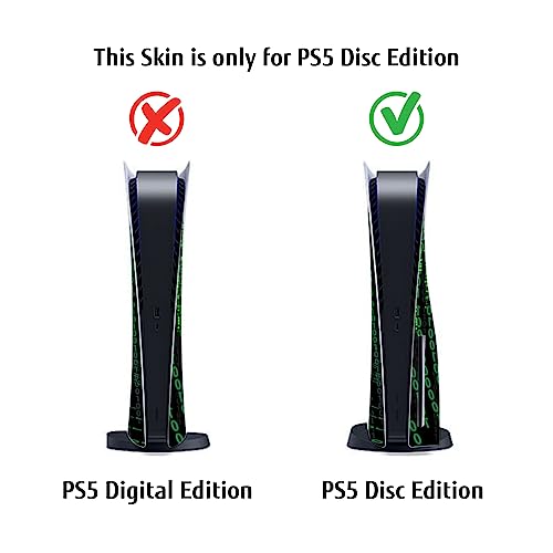 NowSkins Matrix Digital Rain PS5 Skin for Playstation 5, Premium 3M Vinyl Cover Skins Wraps Set for Playstation 5 Disc Edition and PS5 Controller (PS5 Disc Edition)