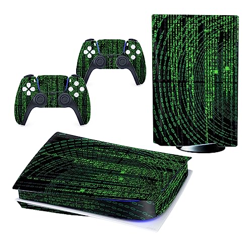 NowSkins Matrix Digital Rain PS5 Skin for Playstation 5, Premium 3M Vinyl Cover Skins Wraps Set for Playstation 5 Disc Edition and PS5 Controller (PS5 Disc Edition)