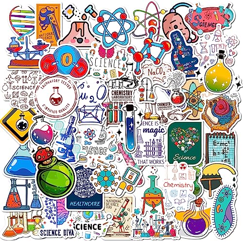 Science Stickers Pack for Kids Teens Students Teachers, 50 Pcs Natural Sciences Laboratory Stickers, Chemistry, High School Students Waterproof Vinyl Decals for Laptop Notebook Science classroom Decor