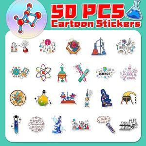 Science Stickers Pack for Kids Teens Students Teachers, 50 Pcs Natural Sciences Laboratory Stickers, Chemistry, High School Students Waterproof Vinyl Decals for Laptop Notebook Science classroom Decor