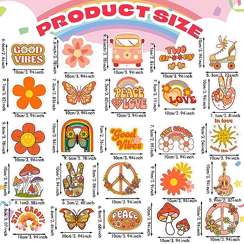 25 Pieces Hippie Car Flower Magnet Groovy Boho Flower Refrigerator Magnets Retro Magnetic Hippie Fridge Magnets for Car Home Metal Door Whiteboard Mailbox Office Cabinets Decor