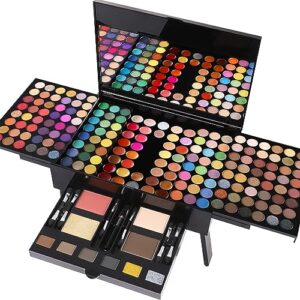 women makeup sets full kits - 190 colors cosmetic make up gifts combination with eyeshadow facial blusher eyebrow powder face concealer powder eyeliner pencil lip colors with full size mirror all-in-one makeup palette kit (set b)