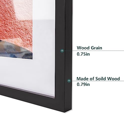 A1 Poster Frame,23.4x33.1 Natural Soild Wood Black Picture Frames with Polished Plexiglass,Easy to Hang,Display Picture A1 without Mat or A2 with Mat for Wall Mounting Horizontally and Vertically