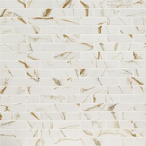 MSI Calacatta Gold 11.46 in. x 11.69 in. Matte Porcelain Subway Floor Tile and Wall Tile for Kitchen Backsplash, Bathroom Tile, Accent Wall Tile, Shower Wall Tile, Mosaic Tile