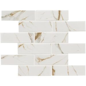 MSI Calacatta Gold 11.46 in. x 11.69 in. Matte Porcelain Subway Floor Tile and Wall Tile for Kitchen Backsplash, Bathroom Tile, Accent Wall Tile, Shower Wall Tile, Mosaic Tile