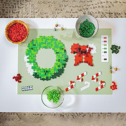 PLUS PLUS - Puzzle by Number - 500 Piece Wreath - Construction Building Stem/Steam Toy, Interlocking Mini Puzzle Blocks for Kids