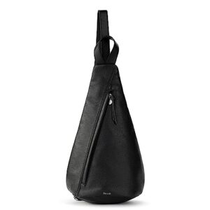 the sak geo sling backpack in leather, convertible design, black