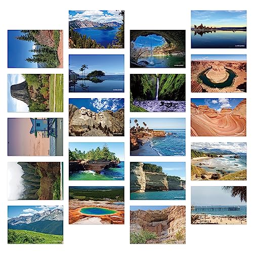 Dear Mapper United States Natural Landscape Postcards Pack 20pc/Set Postcards From Around The World Greeting Cards for Business World Travel Postcard for Mailing Decor Gift