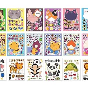 Make A Face Animal Stickers, Safari Theme Party Favors Stickers Birthday Activities Supplies Craft for Kids Toddlers, DIY Zoo Animal Stickers for Water Bottle Laptop Decal (18 Sheets Stickers)