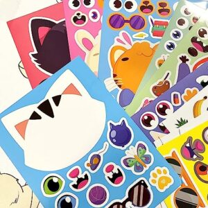 Make A Face Animal Stickers, Safari Theme Party Favors Stickers Birthday Activities Supplies Craft for Kids Toddlers, DIY Zoo Animal Stickers for Water Bottle Laptop Decal (18 Sheets Stickers)