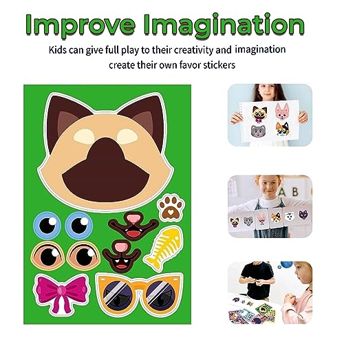 Make A Face Animal Stickers, Safari Theme Party Favors Stickers Birthday Activities Supplies Craft for Kids Toddlers, DIY Zoo Animal Stickers for Water Bottle Laptop Decal (18 Sheets Stickers)