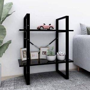 slgsdmj industrial style open office bookshelf, ladder bookshelf, shelving unit, closet organizer, multipurpose storage cabinet,2-tier book cabinet black 23.6"x11.8"x27.6" chipboard