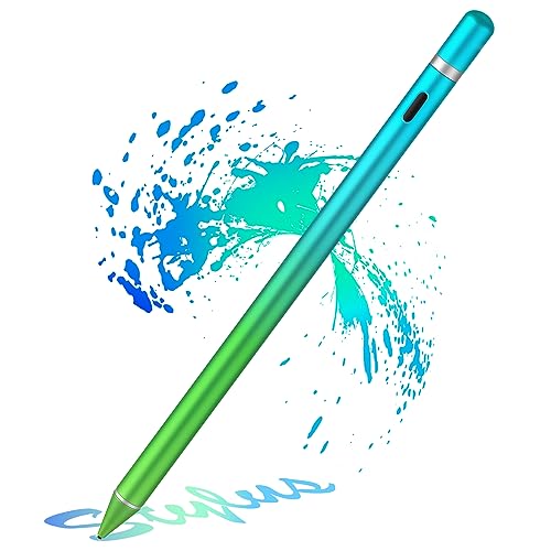 Stylus Pens for Touch Screens, Universal Fine Point iPad Pencil with Magnetic Cap for iPad, iPhone, Android, Tablet and Other Capacitive Touch Screen, Stylus Pen for iPad in Writing (Blue Green)