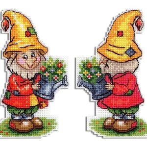 MP Studia Cross Stitch Embroidery Kits for Adults and Beginners Fairy Tale - Garden gnome 13x8cm/5.12x3.15 14ct.