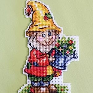 MP Studia Cross Stitch Embroidery Kits for Adults and Beginners Fairy Tale - Garden gnome 13x8cm/5.12x3.15 14ct.