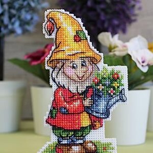 MP Studia Cross Stitch Embroidery Kits for Adults and Beginners Fairy Tale - Garden gnome 13x8cm/5.12x3.15 14ct.