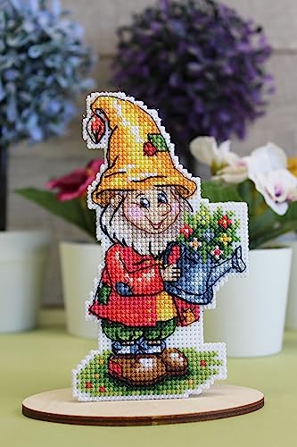 MP Studia Cross Stitch Embroidery Kits for Adults and Beginners Fairy Tale - Garden gnome 13x8cm/5.12x3.15 14ct.