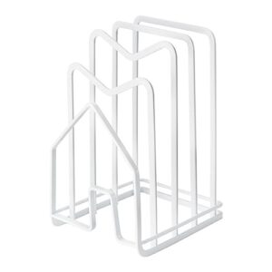 chopping board organizer, multifunctional pot pan lid stand holder iron good ventilation kitchen countertop organizer, chopping board storage rack for kitchen(standard-white)