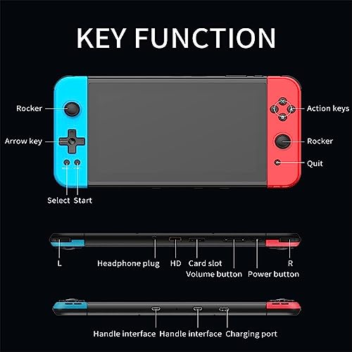 X70 Handheld Game Console, 7.0-inch Display, Built-in 3500mAh Battery, Supports Multiple Emulators and HDMI High Definition TV Connection,32GB,Red Blue