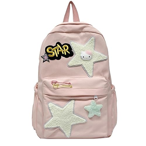 Cute Backpack for Women Men, Kawaii Y2K Grunge Trendy Harajuku Hiking Travel Backpack Aesthetic Daypack Chic Backpack (pink)