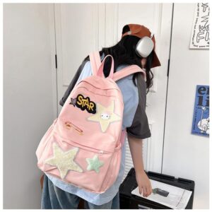 Cute Backpack for Women Men, Kawaii Y2K Grunge Trendy Harajuku Hiking Travel Backpack Aesthetic Daypack Chic Backpack (pink)