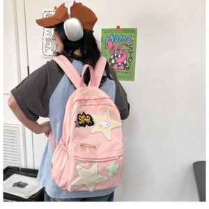 Cute Backpack for Women Men, Kawaii Y2K Grunge Trendy Harajuku Hiking Travel Backpack Aesthetic Daypack Chic Backpack (pink)