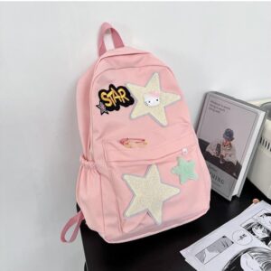 Cute Backpack for Women Men, Kawaii Y2K Grunge Trendy Harajuku Hiking Travel Backpack Aesthetic Daypack Chic Backpack (pink)