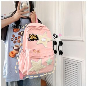 Cute Backpack for Women Men, Kawaii Y2K Grunge Trendy Harajuku Hiking Travel Backpack Aesthetic Daypack Chic Backpack (pink)